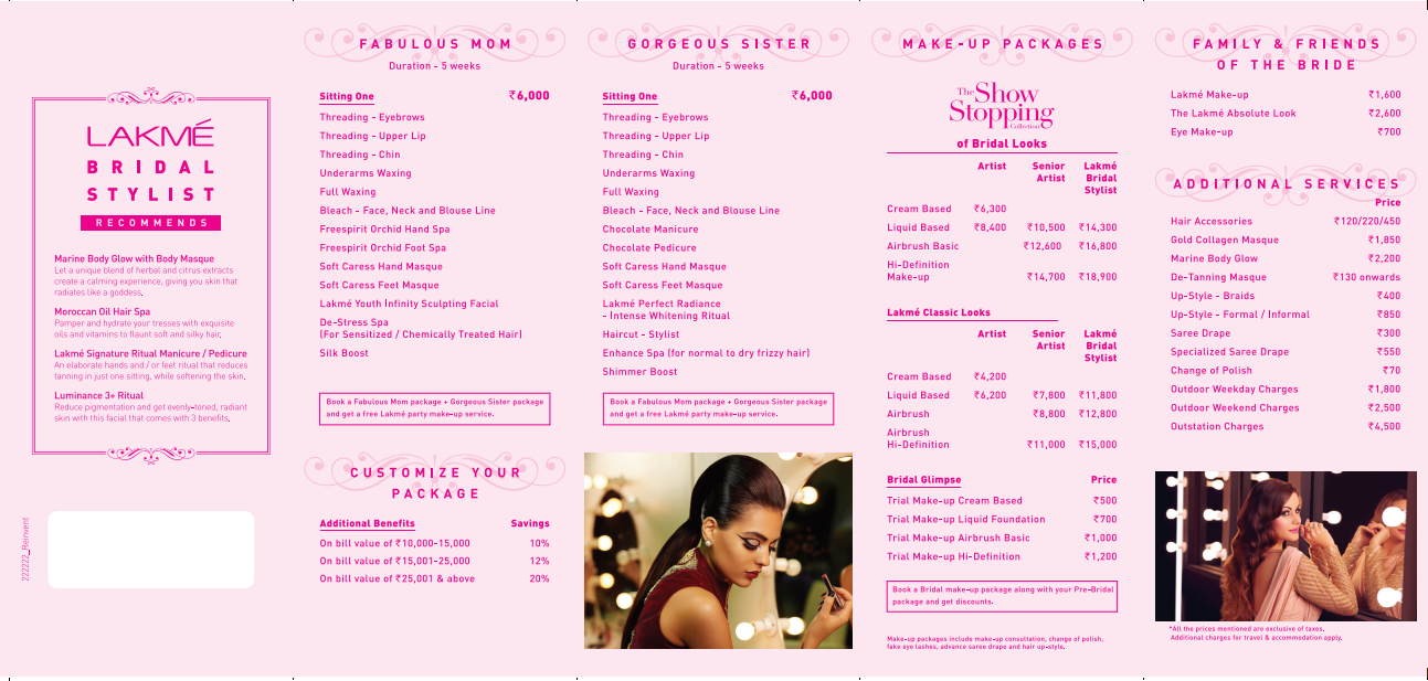 Lakme Salon Bridal Stylist Services Luminance 3 Ritual Experiental Lakme Salon Bridal Stylist Services Luminance 3 Ritual Experiental