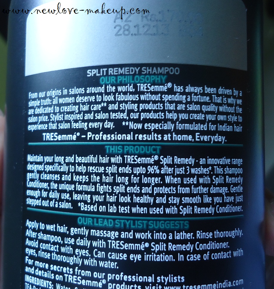 TRESemme Split End Remedy Shampoo, Conditioner Review - New Love - Makeup